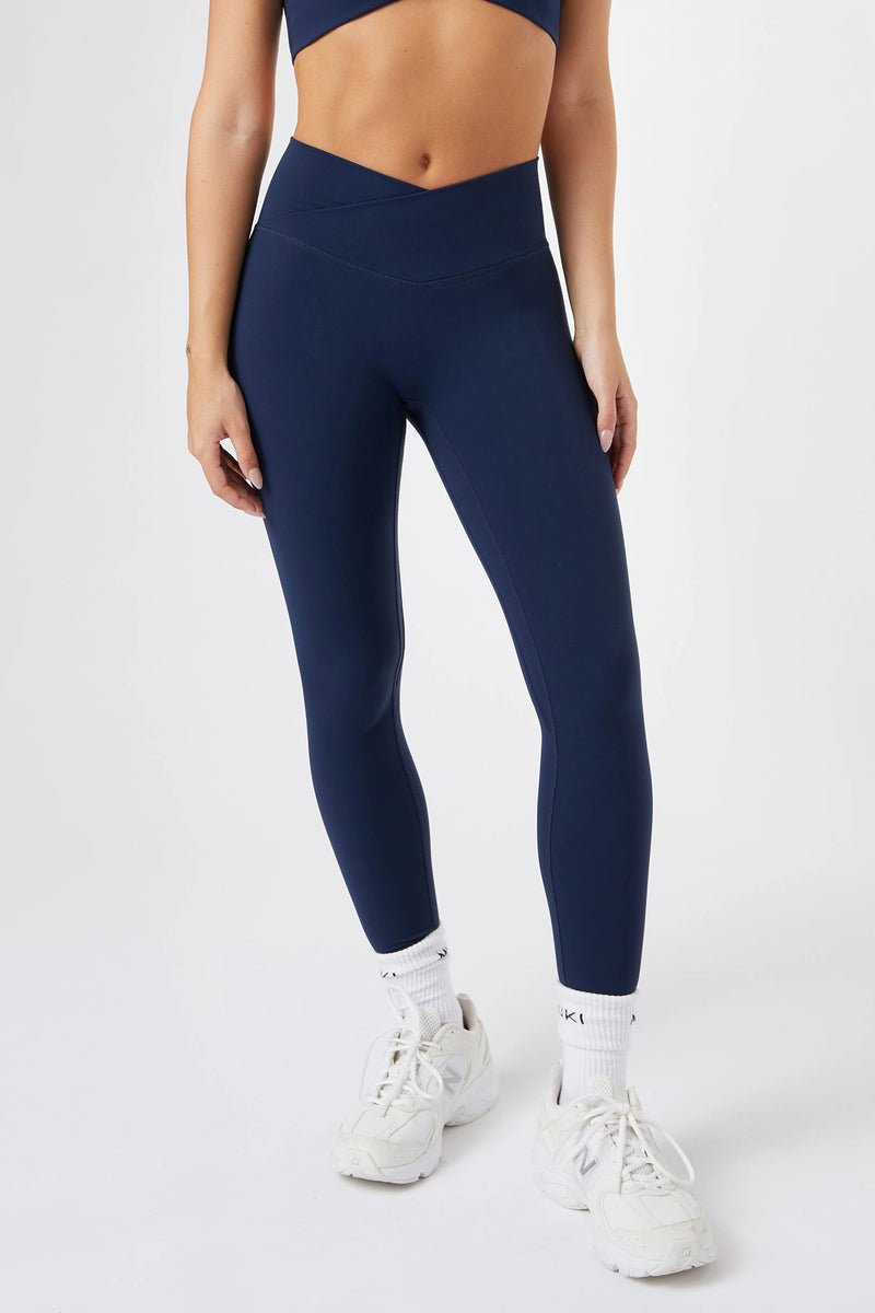 Women's Sculpt Crossover Legging in Navy Blue - MUKI