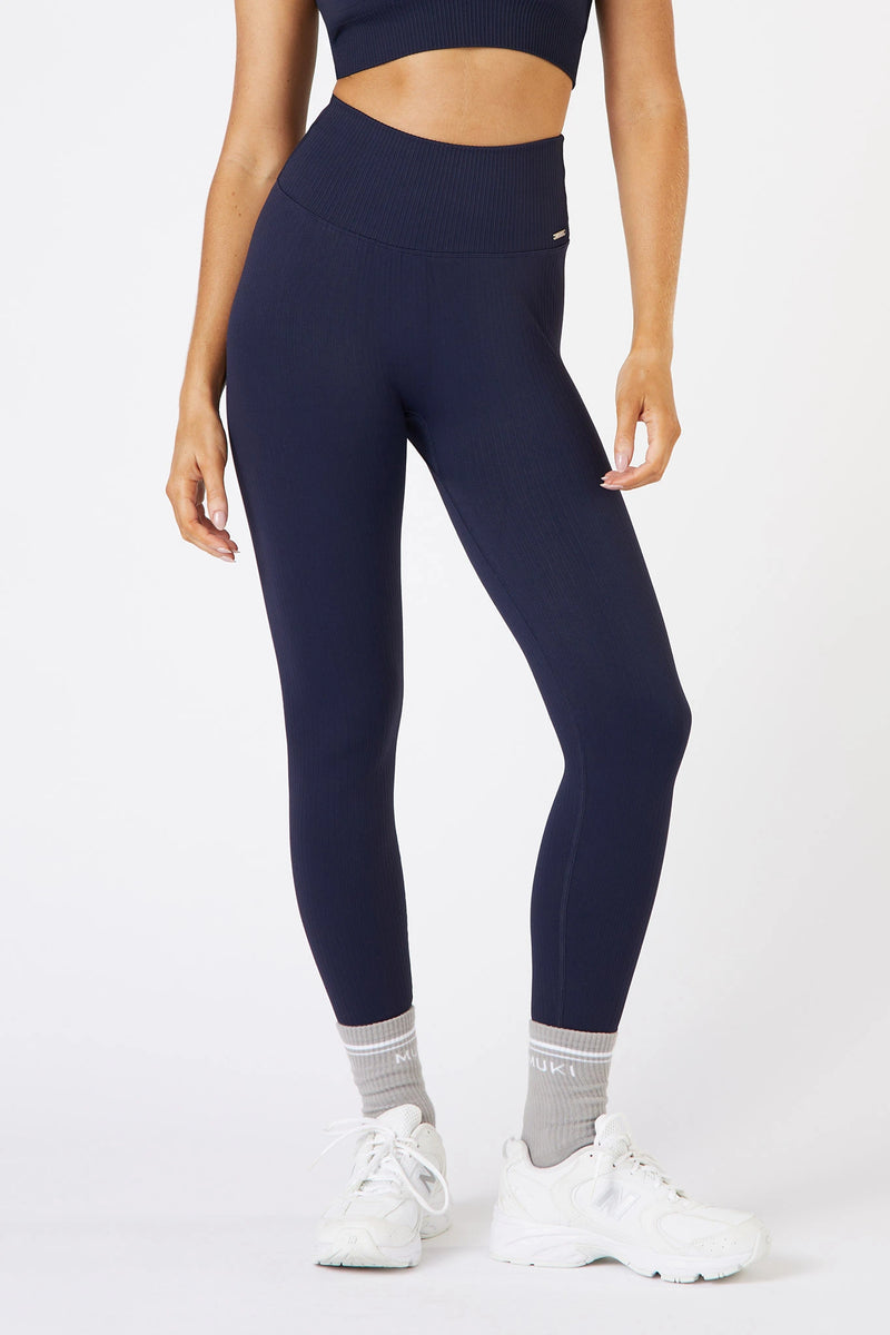 Women's Seamless Ribbed Legging in Midnight Blue - MUKI